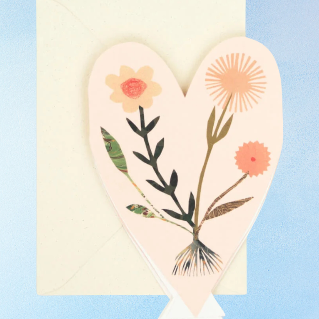 greeting card - floral hearts concertina – Baa Baazaar
